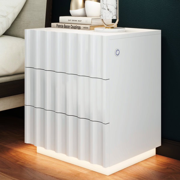 White High Gloss Nightstand Wayfair